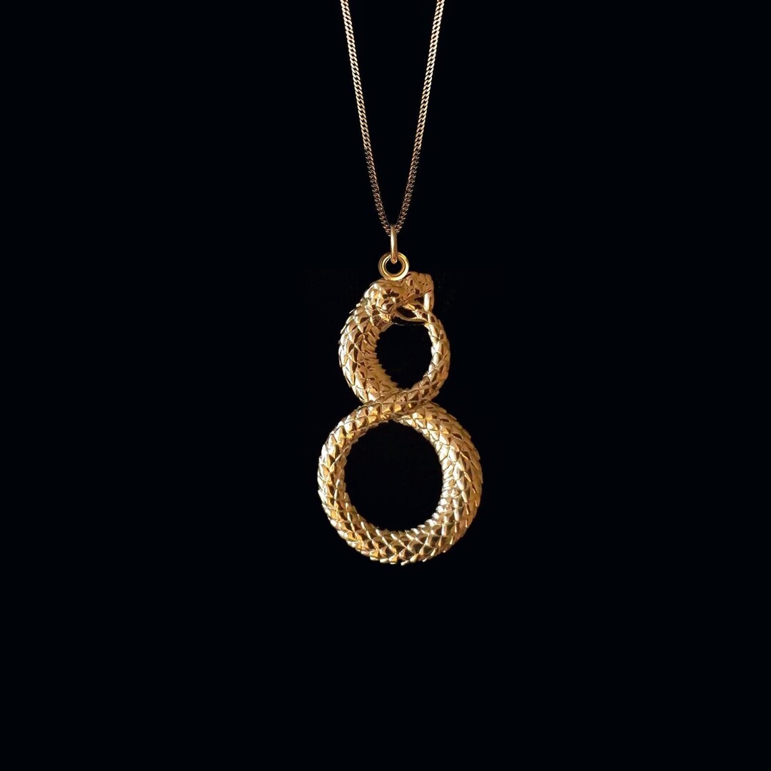 Gold Infinity Snake Pendant 14k Solid Gold Snake Necklace, Ouroboros ...