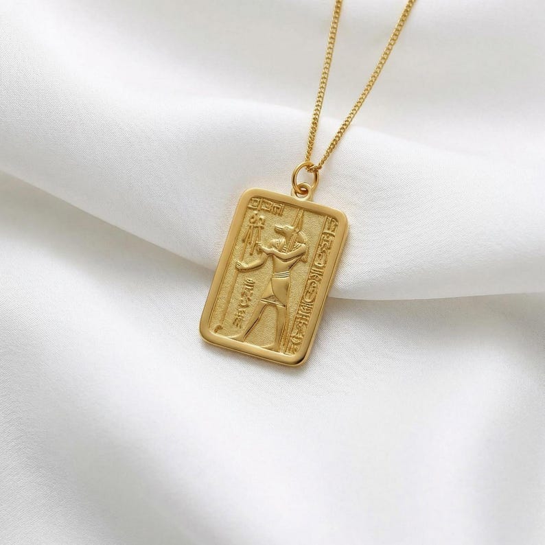 Gold Anubis Pendant - Solid Gold Anubis Necklace, Egyptian God Jewelry ...