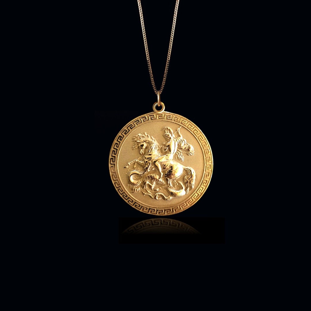 In Stock Now 14k Solid Gold St George Pendant - Etsy