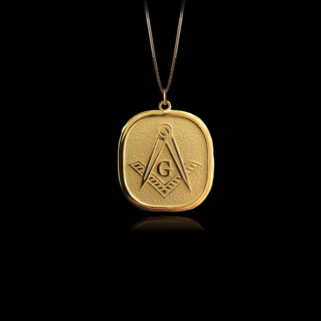 Gold Mason Pendant - Solid Gold Masonic Necklace, Freemason Jewelry ...