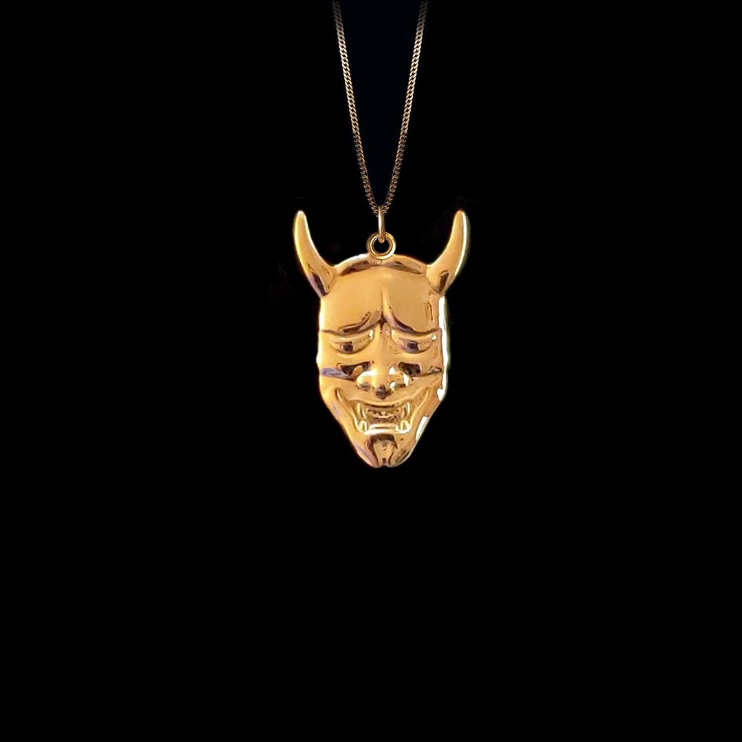 14k Solid Gold Oni Mask Pendant Made in USA - Etsy Ireland