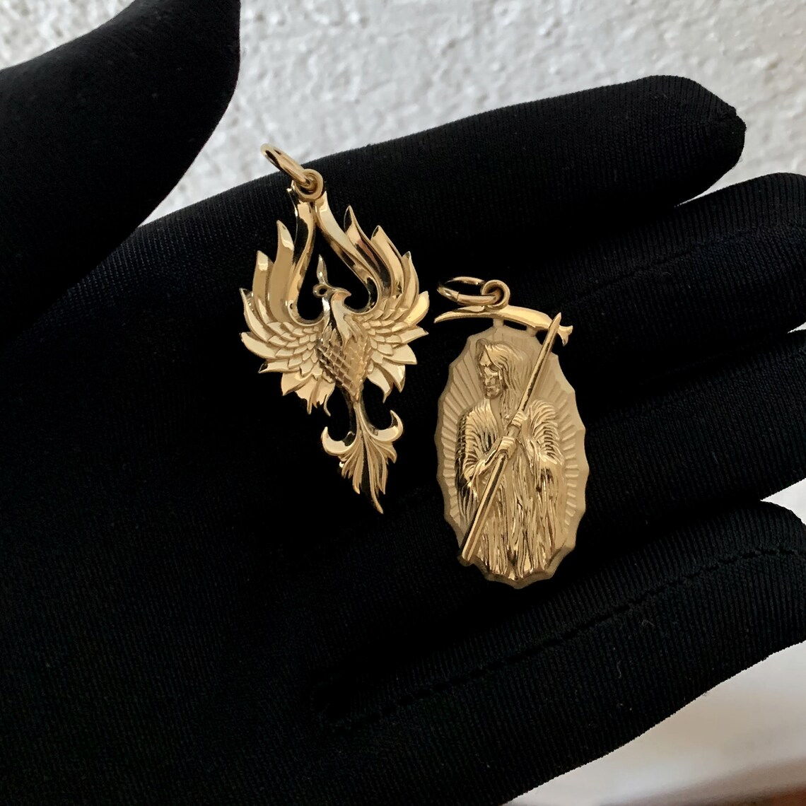 Gold Phoenix Necklace 14k Solid Gold Phoenix Necklace - Etsy