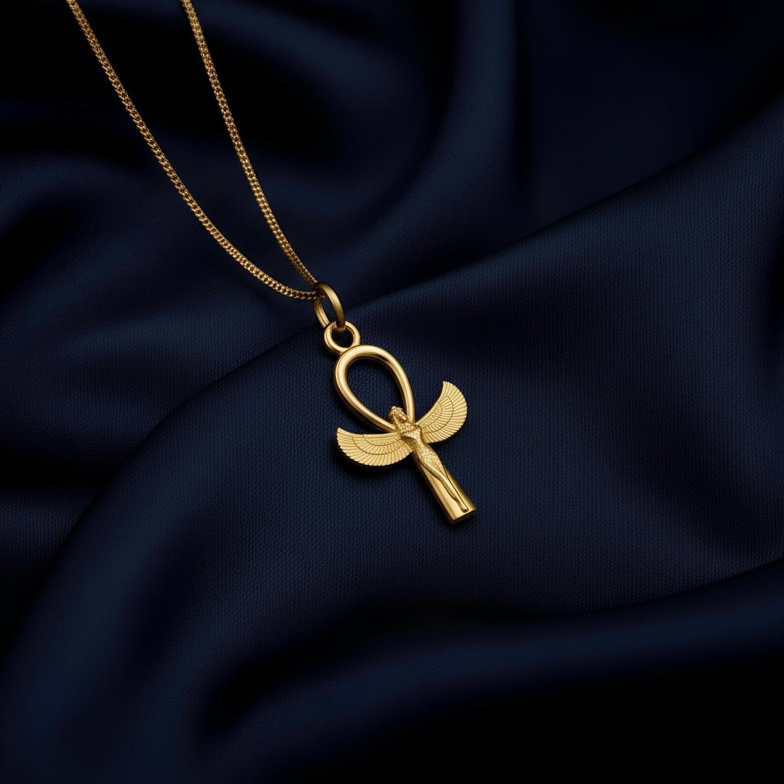 MINI Queen Ankh Pendant (27.5 Mm) - Solid Gold Ankh Necklace, Egyptian ...