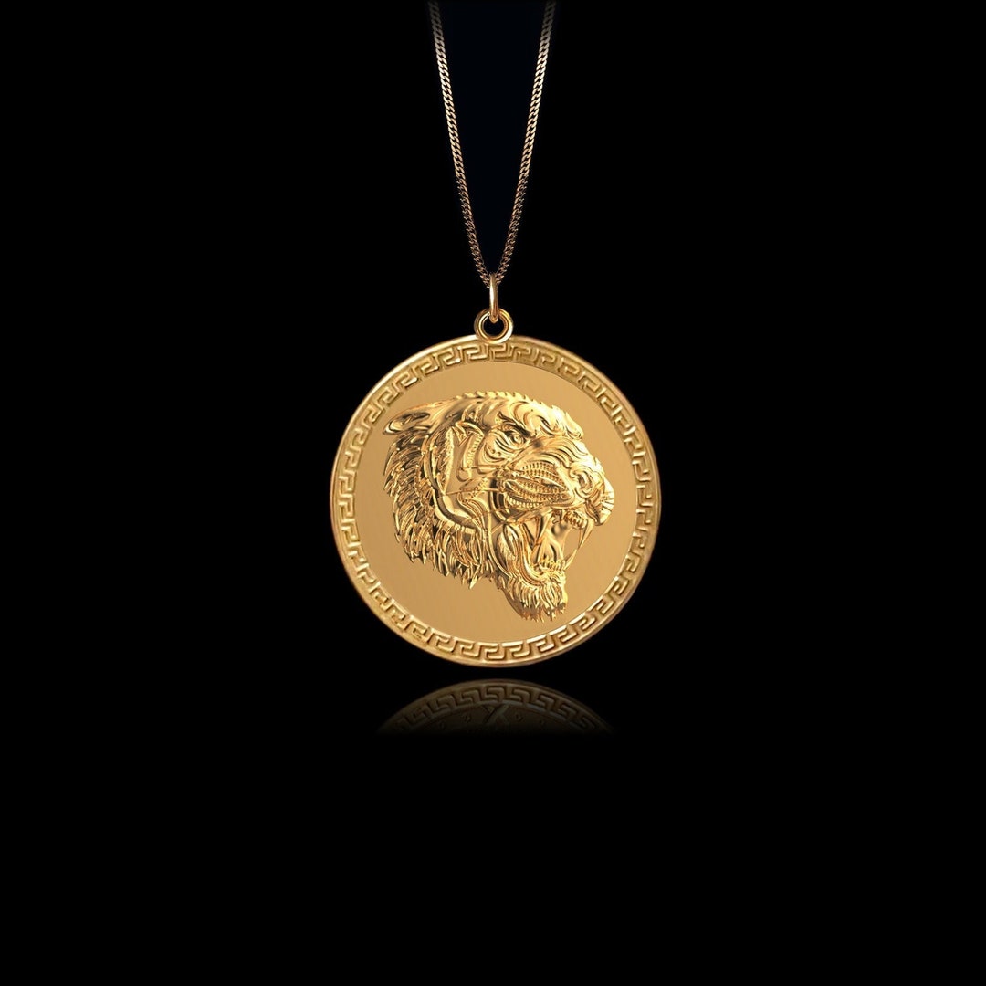 Gold Tiger Pendant 14k Solid Gold Tiger Necklace - Etsy