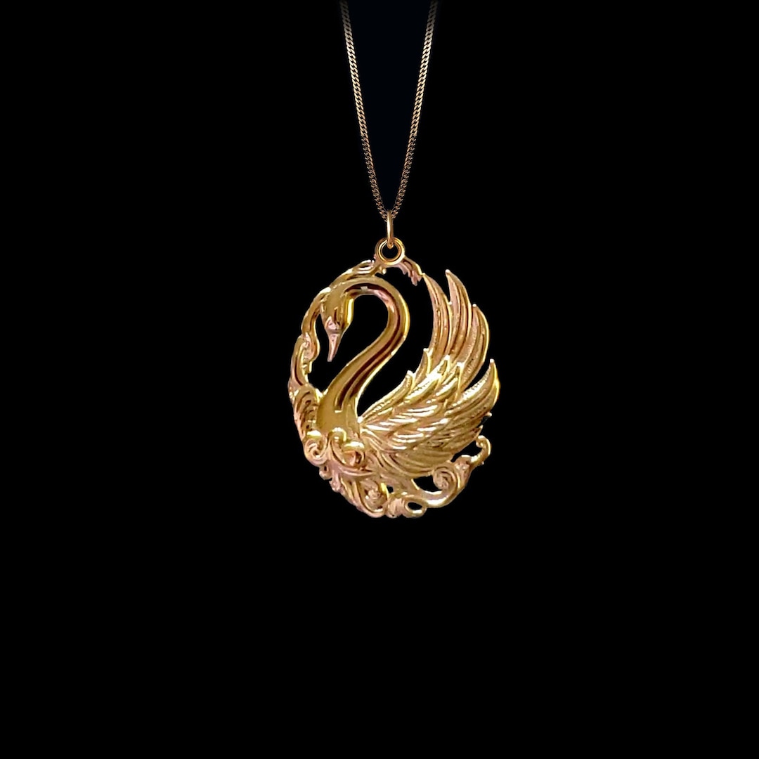 Gold Swan Pendant 4 14k Solid Gold Swan Necklace, Swan Jewelry - Etsy