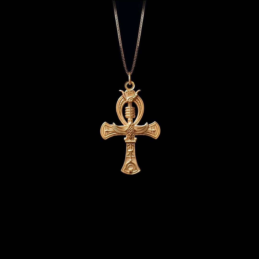 MINI Ankh Pendant in 14k Yellow Gold 30,5 Mm Gold Key of Ankh Necklace ...