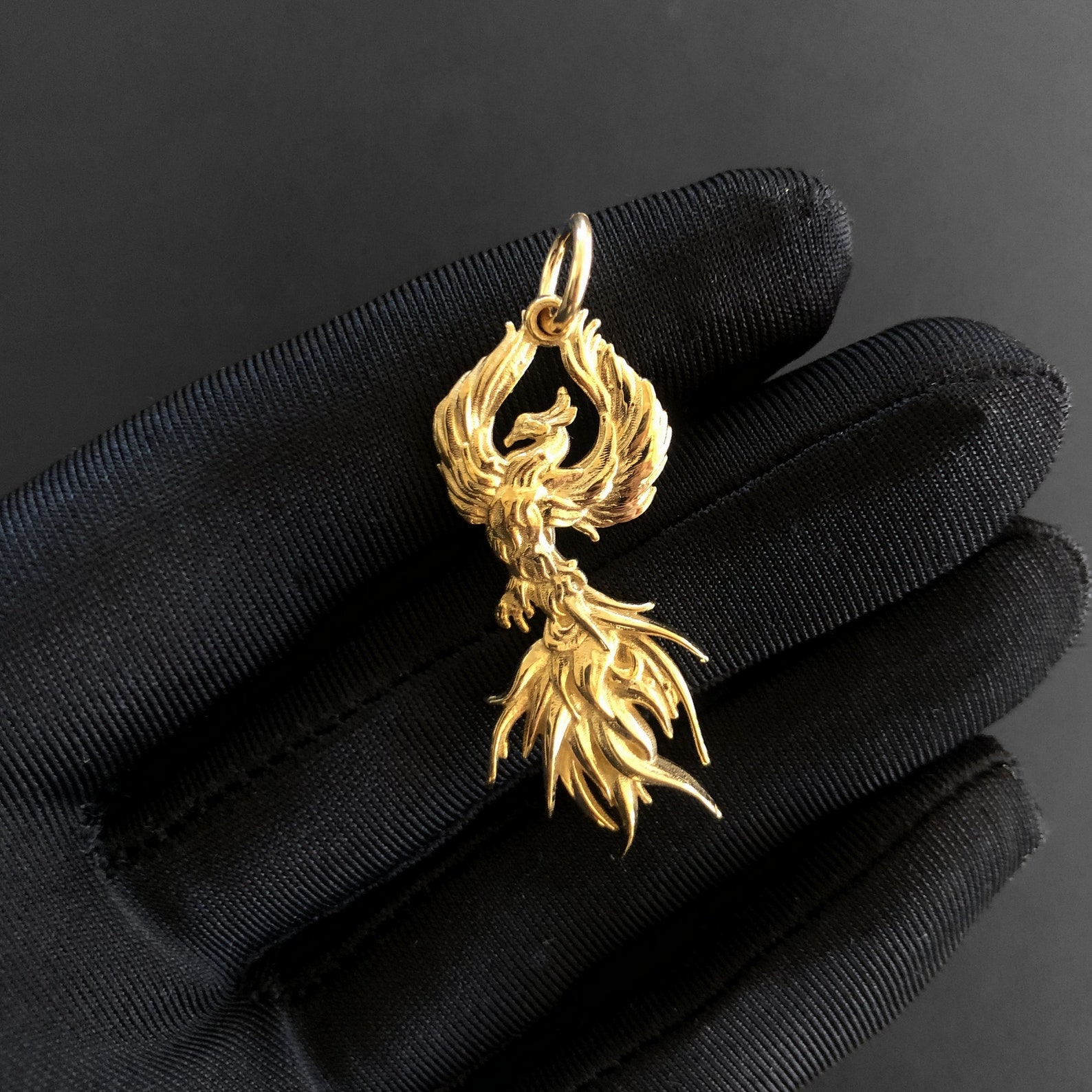 Gold Phoenix Necklace 14k Solid Gold Phoenix Pendant - Etsy