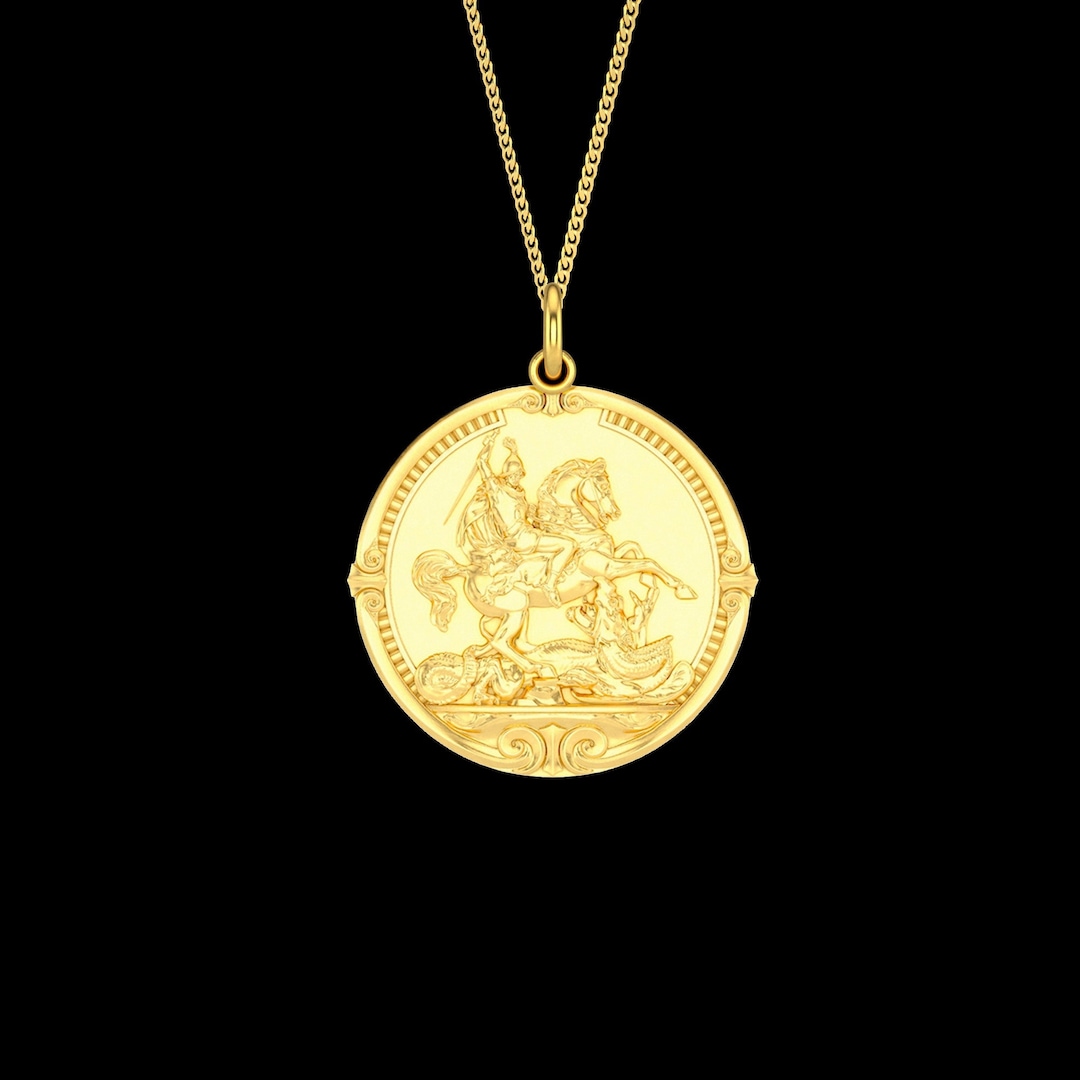 Gold Saint George Pendant 14k Solid Gold Saint George - Etsy UK