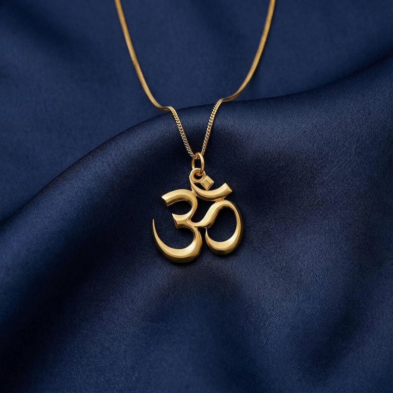 Solid Gold Om Symbol Pendant - Spiritual Jewelry, Symbol of Peace ...
