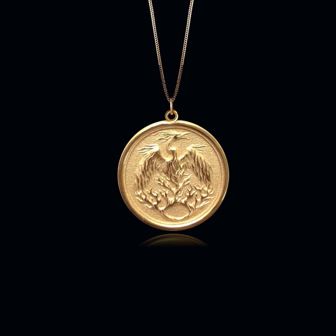 Gold Phoenix Pendant 7 14k Solid Gold Phoenix Necklace, Phoenix Pendant ...