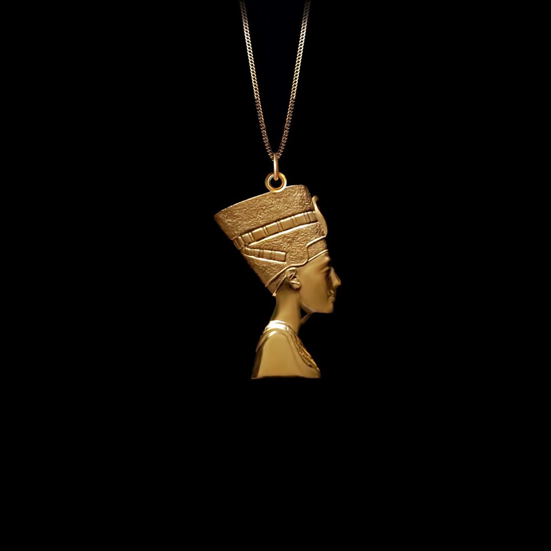 Gold Nefertiti Pendant 14k Solid Gold Nefertiti Necklace, Egyptian ...