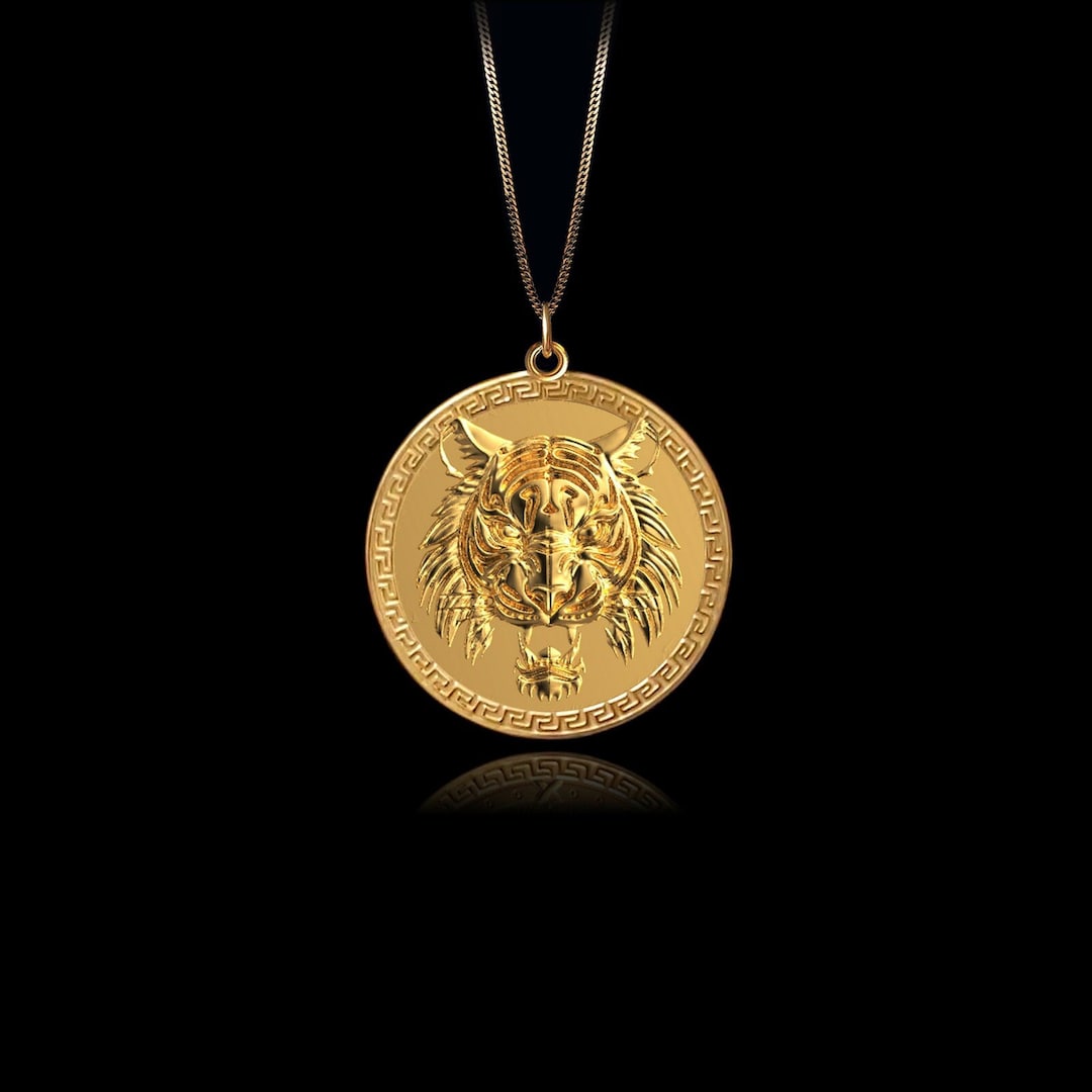Gold Tiger Pendant 14k Solid Gold Animal Jewelry, 14K Gold Tiger ...
