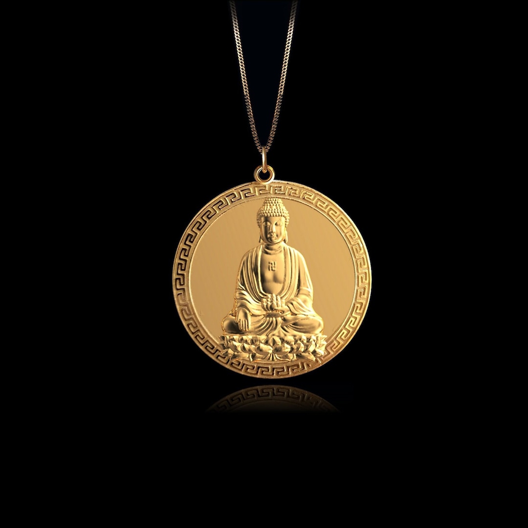 Gold Buddha Pendant 14k Solid Gold Buddha Necklace, Kwanyin Buddha ...