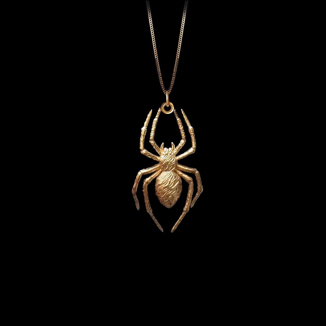 Gold Spider Pendant 14k, 18k Solid Gold Spider Necklace, Spider Jewelry ...