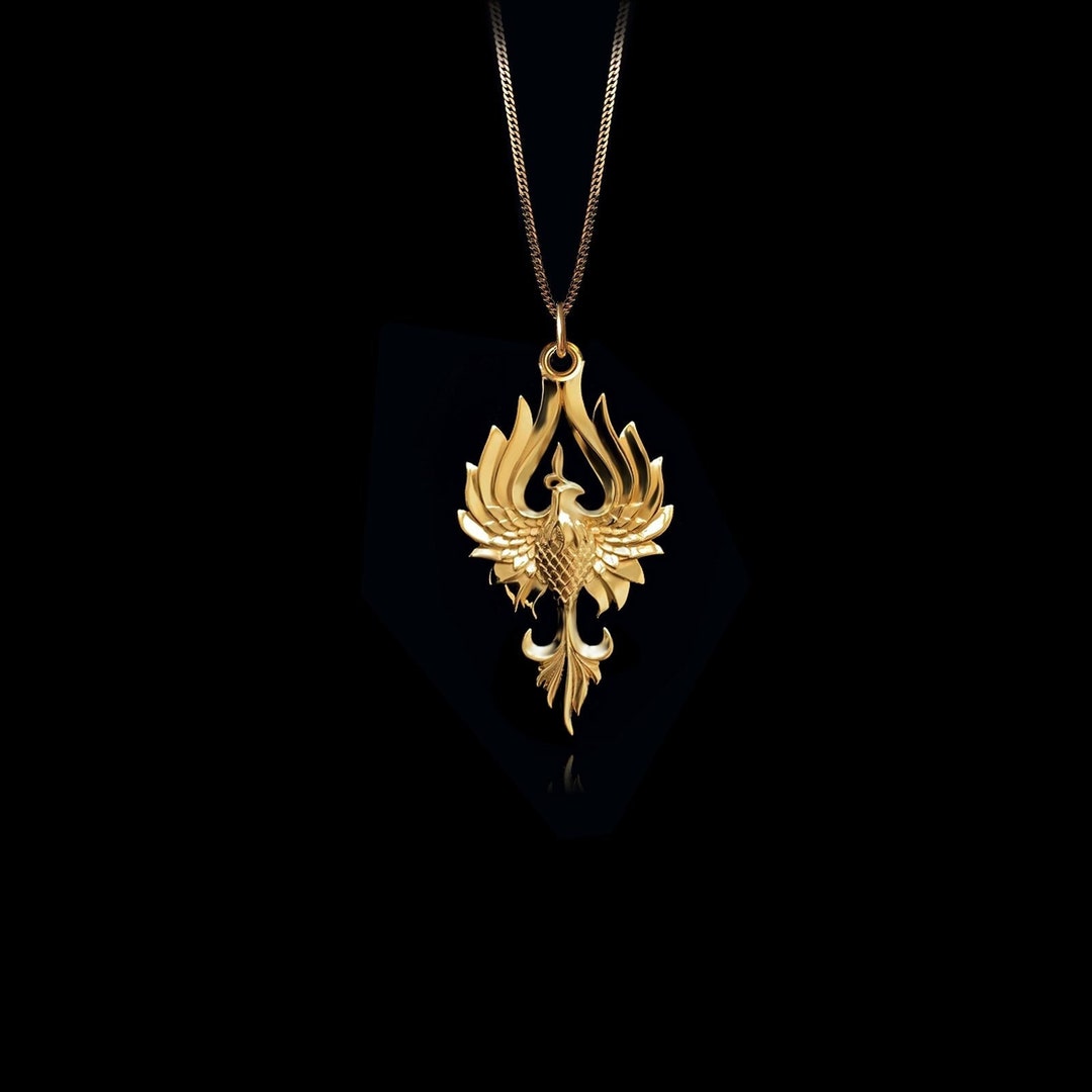 MINI Phoenix Pendant 3 28,5 Mm Gold Phoenix Necklace, Phoenix Jewelry ...