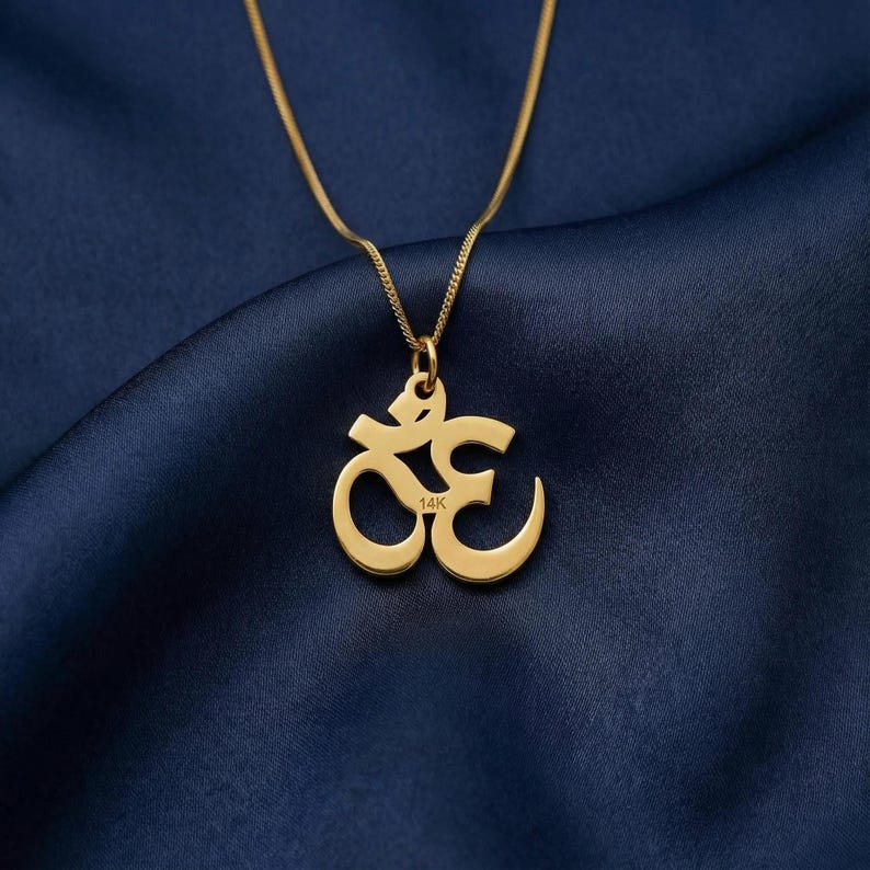 Solid Gold Om Symbol Pendant - Spiritual Jewelry, Symbol of Peace ...