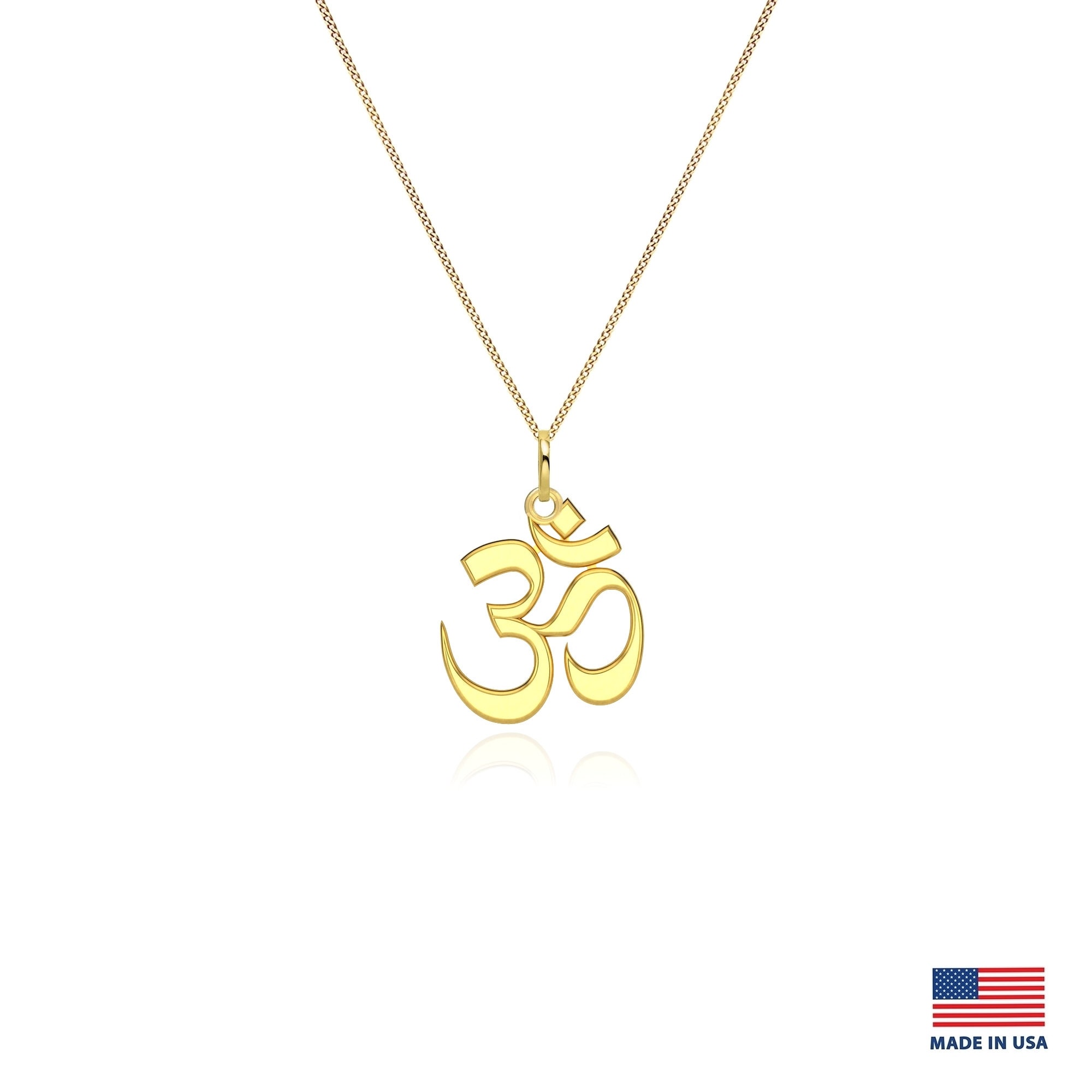 Gold Om Symbol Pendant 14k Solid Gold Ohm Mantra Necklace - Etsy