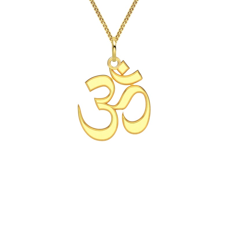 Gold Om Symbol Pendant 14k Solid Gold Ohm Mantra Necklace - Etsy