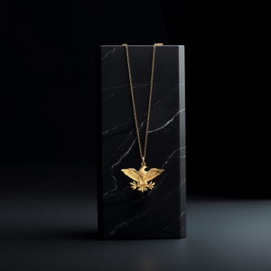 Gold Eagle Pendant 14k Solid Gold Eagle Necklace - Etsy