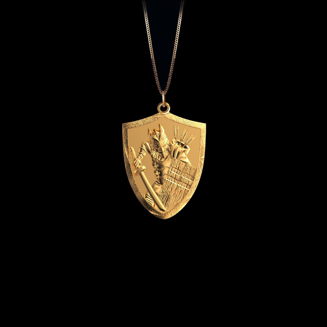 Gold Samurai Pendant 14k Solid Gold Samurai Katana Necklace, Bushido ...