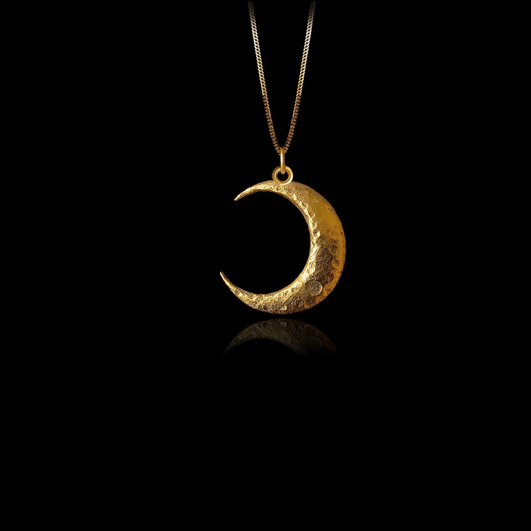 Gold Crescent Moon Pendant - Celestial Jewelry, Symbol of Intuition ...