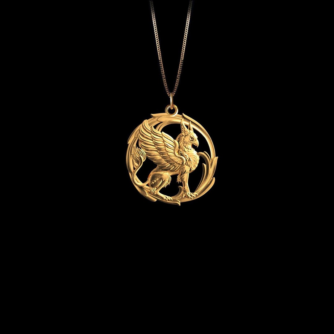 MINI Griffin Pendant 2 in 14k Yellow Gold 23 Mm Mythical Jewelry, Gold ...