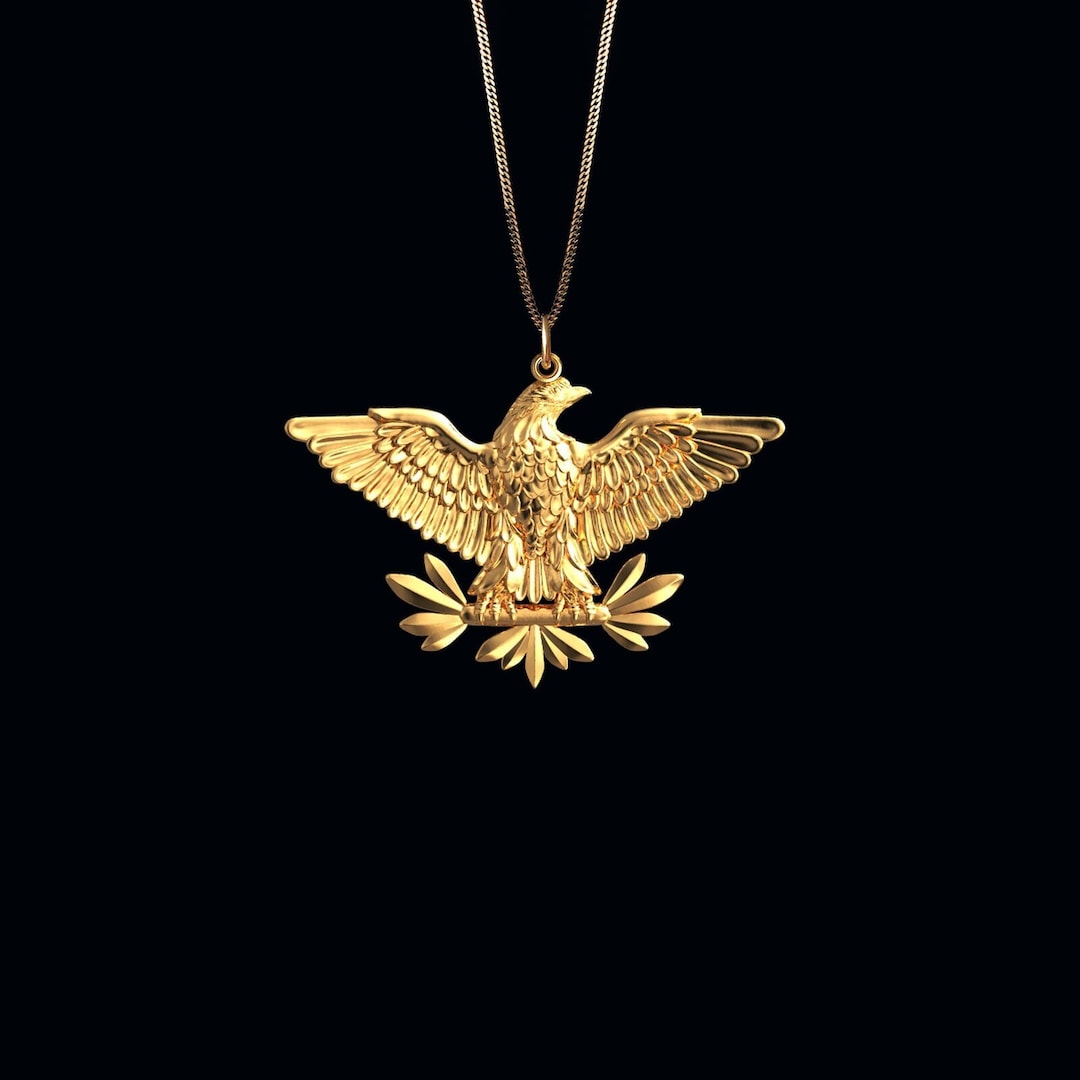 Gold Eagle Pendant 14k Solid Gold Eagle Necklace - Etsy