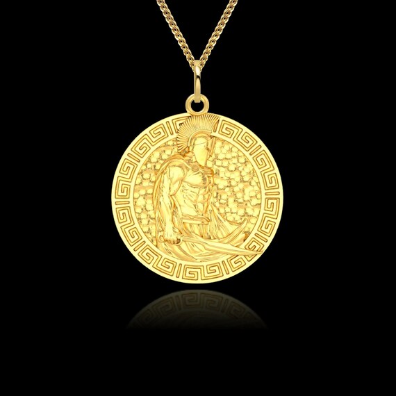 Gold Spartan Pendant 14k Solid Gold Spartan Necklace - Etsy