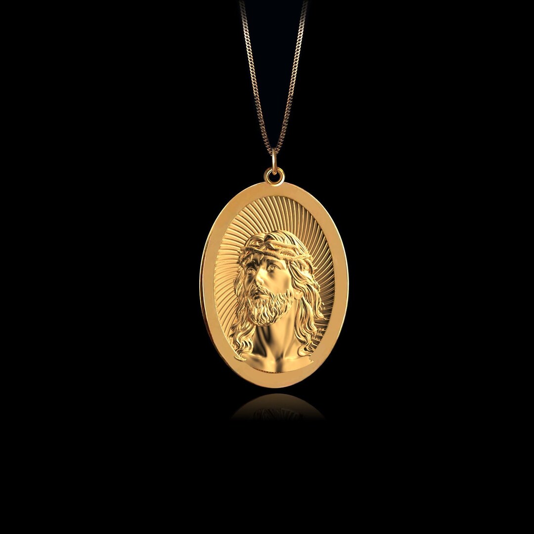 Gold Jesus Pendant Solid Gold Jesus Necklace, Religious Jewelry, 14K ...