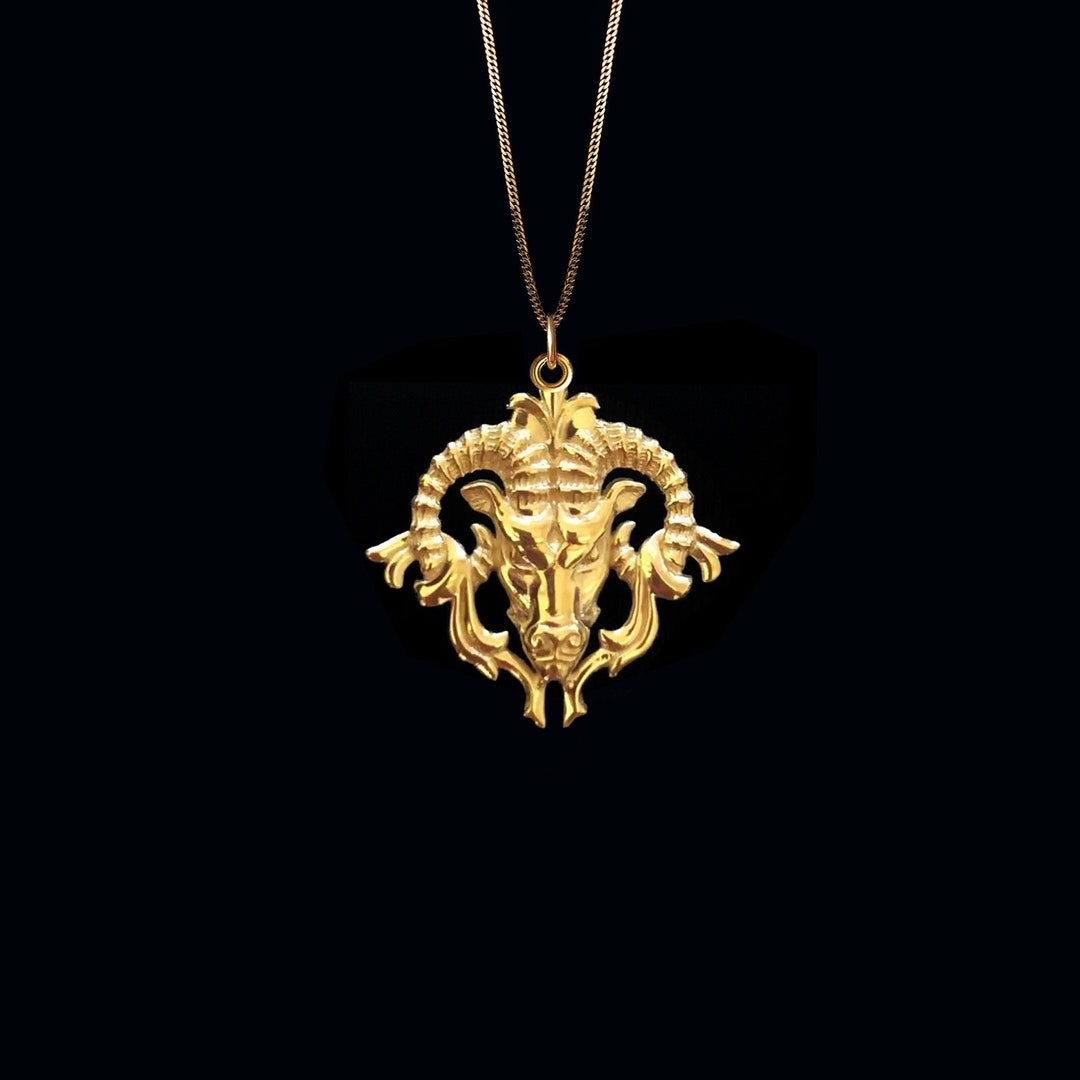 Gold Ram Pendant 14k Solid Gold Ram Necklace for Men Aries - Etsy