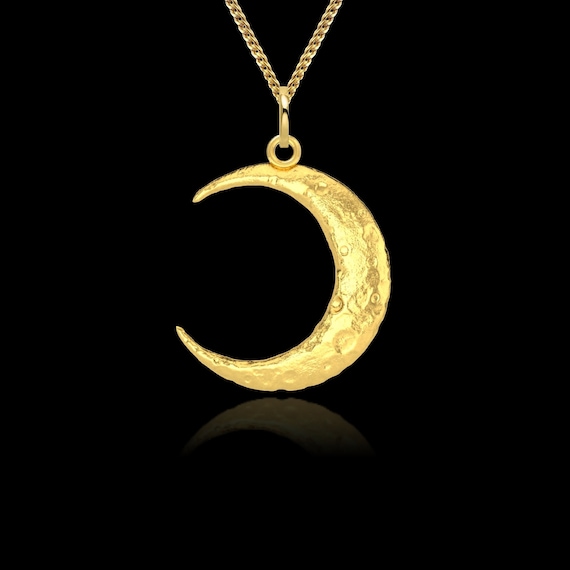 Gold Moon Crescent Pendant 14k Solid Gold Moon Necklace - Etsy