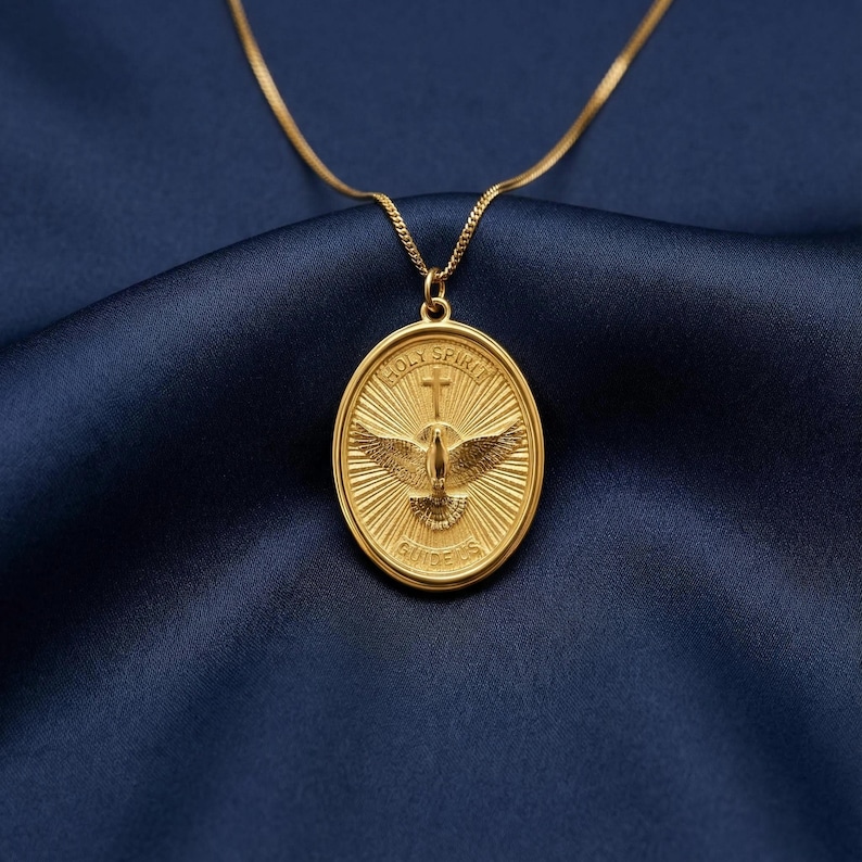 Gold Holy Spirit Dove Pendant - Solid Gold Holy Spirit Dove Necklace ...