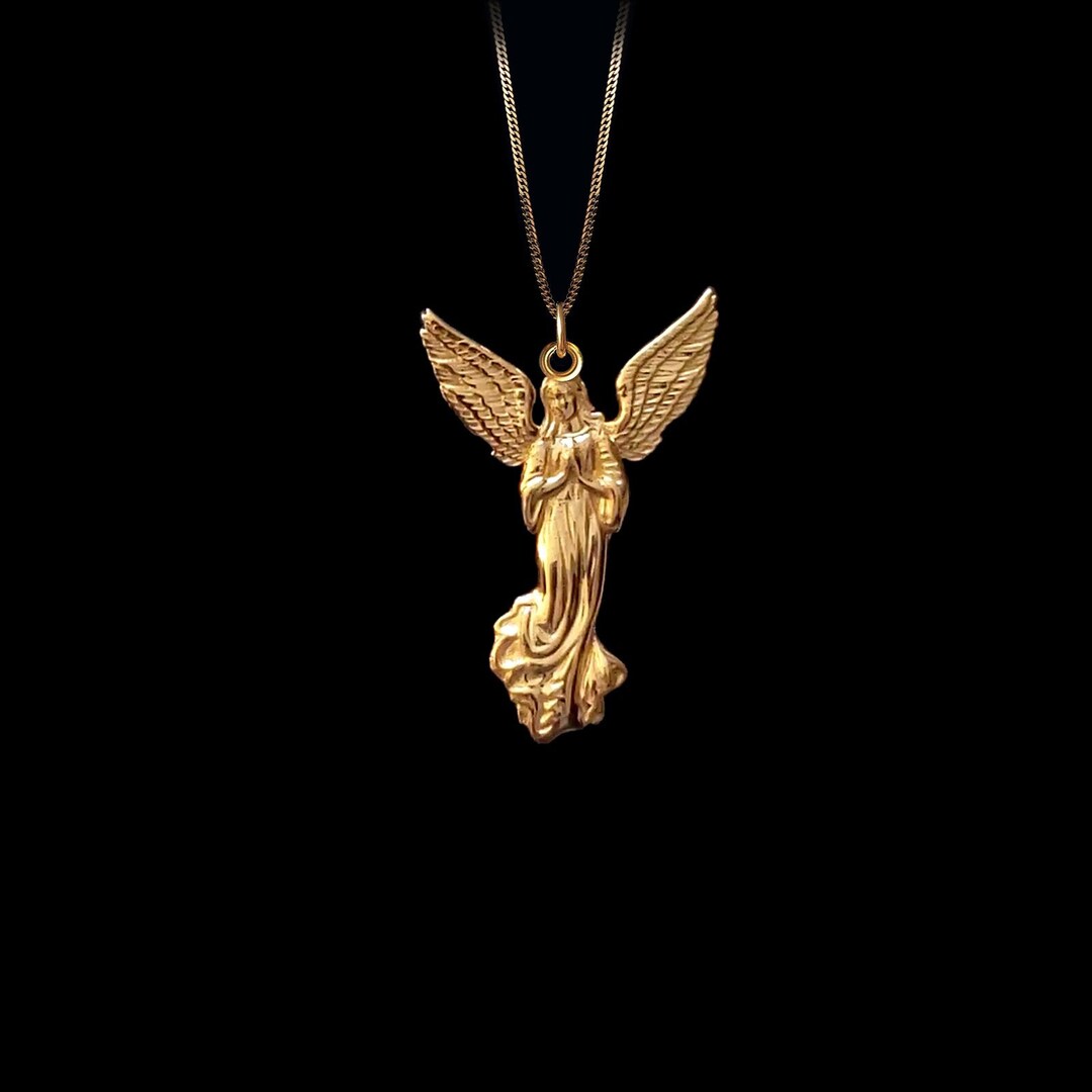 14k Solid Gold Angel Pendant 2 Made in USA - Etsy