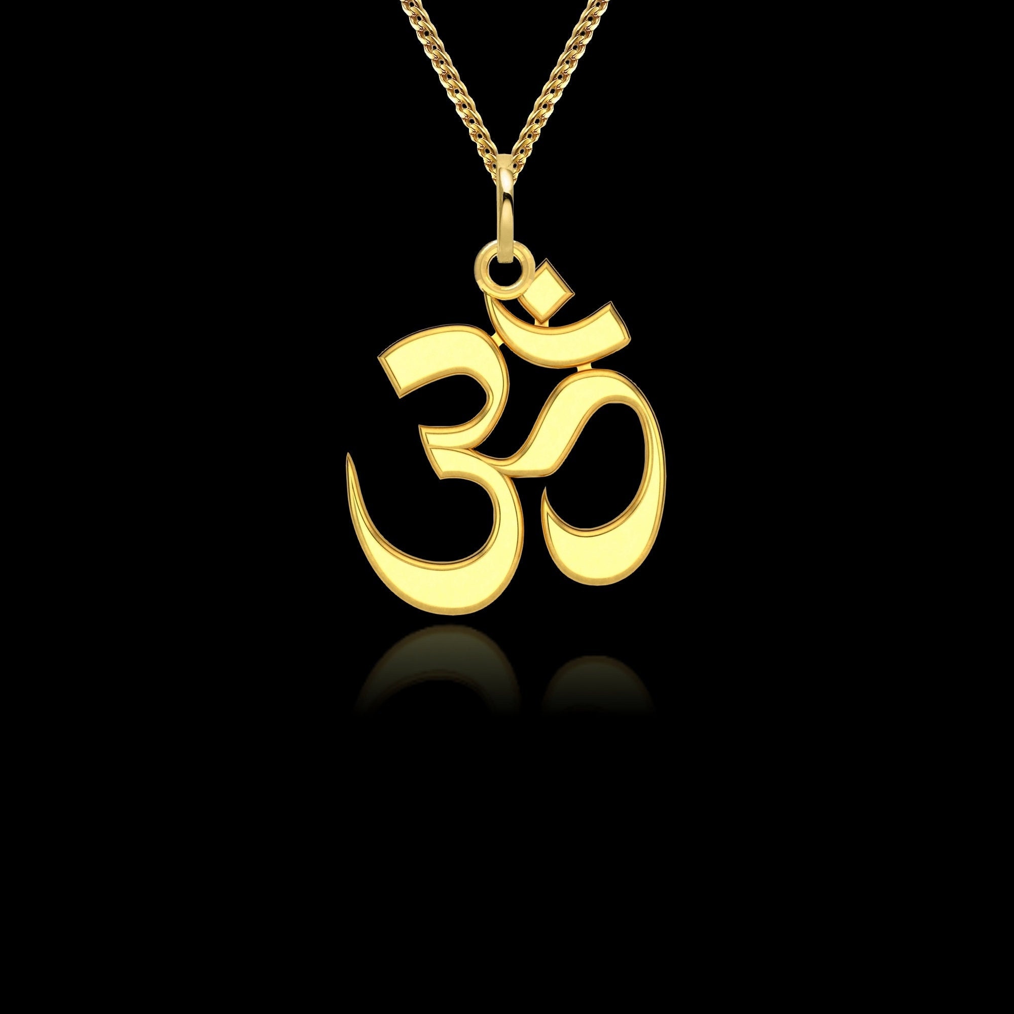 Gold Om Symbol Pendant 14k Solid Gold Ohm Mantra Necklace - Etsy
