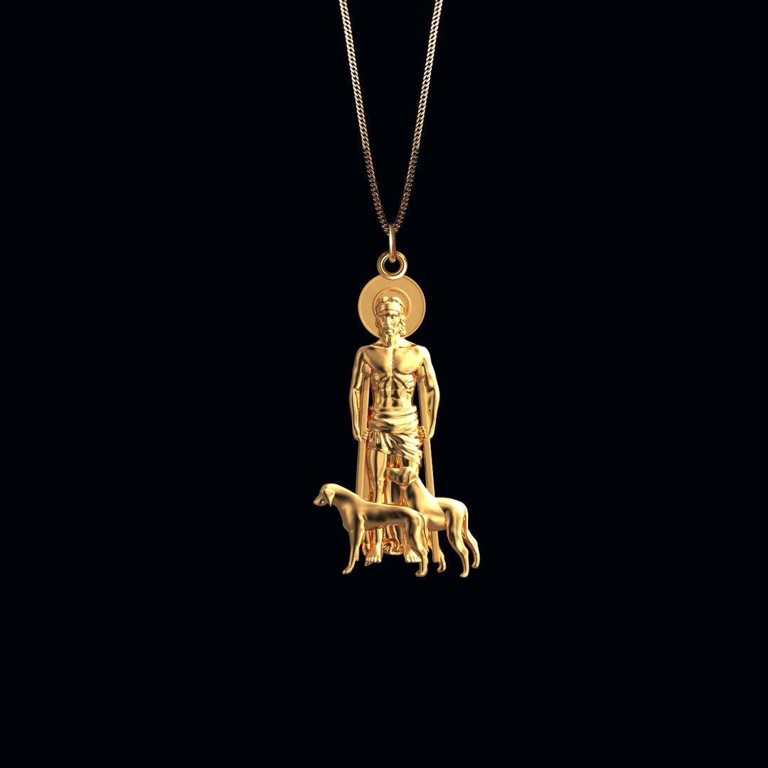 Gold Saint Lazarus Pendant 14k Solid Gold San Lazarus - Etsy