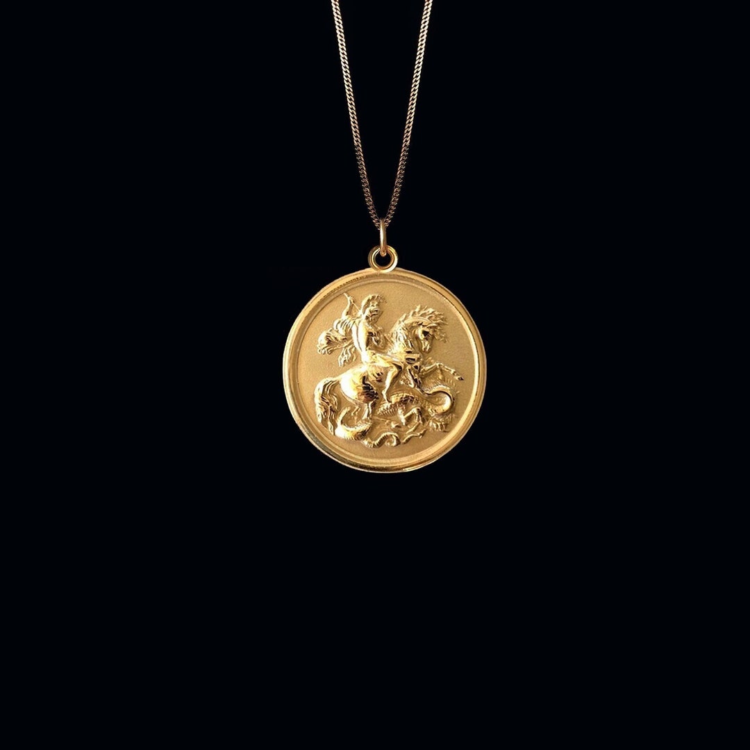 MINI Saint George Pendant 3 in 14k Yellow Gold 22,5 Mm Saint George ...