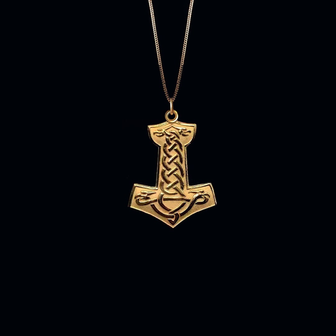 Gold Thor Hammer Pendant 14k Solid Gold Viking Mjolnir Thor's Hammer ...
