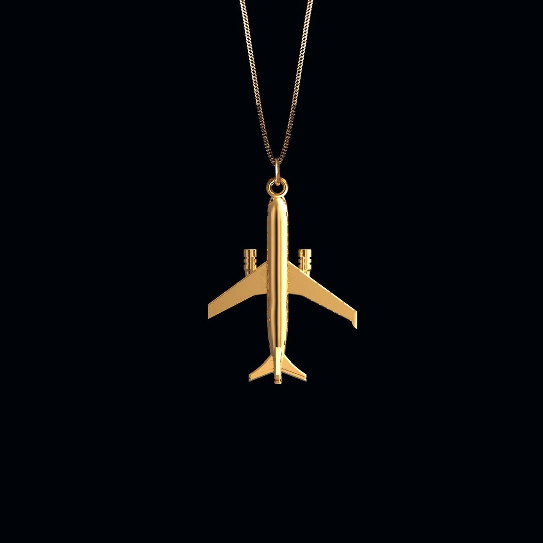 Gold Airplane Necklace 14k Solid Gold Airplane Pendant - Etsy