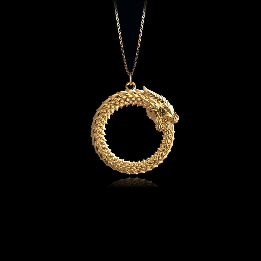 14k Solid Gold Ouroboros Pendant Ouroboros Necklace Gold - Etsy