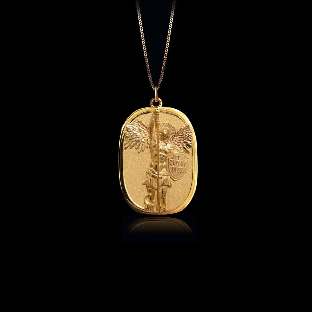 Gold Archangel Saint Michael Pendant 21 14k Solid Gold St Michael ...