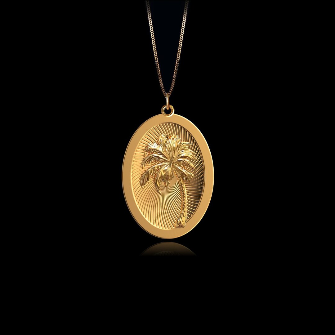 Gold Palm Tree Pendant 4 14k Solid Gold Palm Tree Necklace, Palm Tree ...