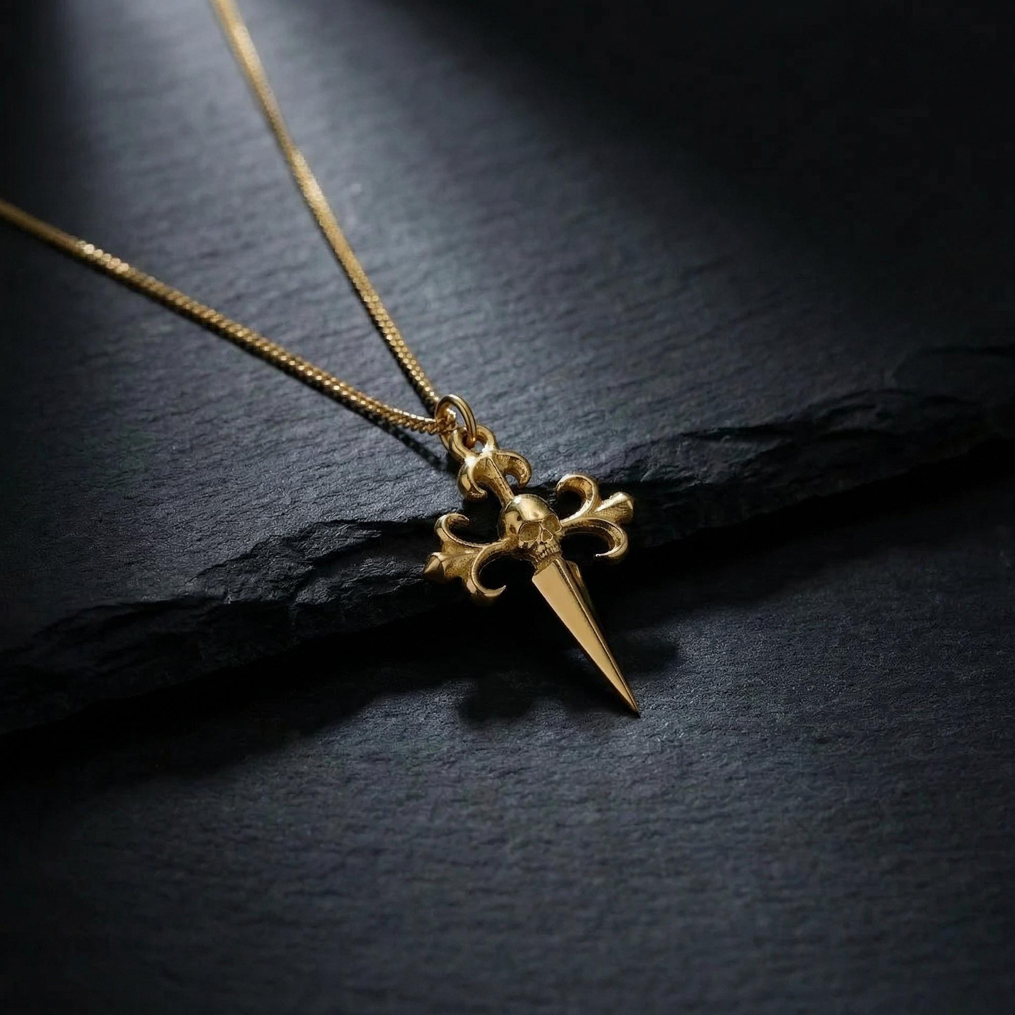Solid Gold Santiago Cross - St James Cross Necklace, Symbol of Courage ...