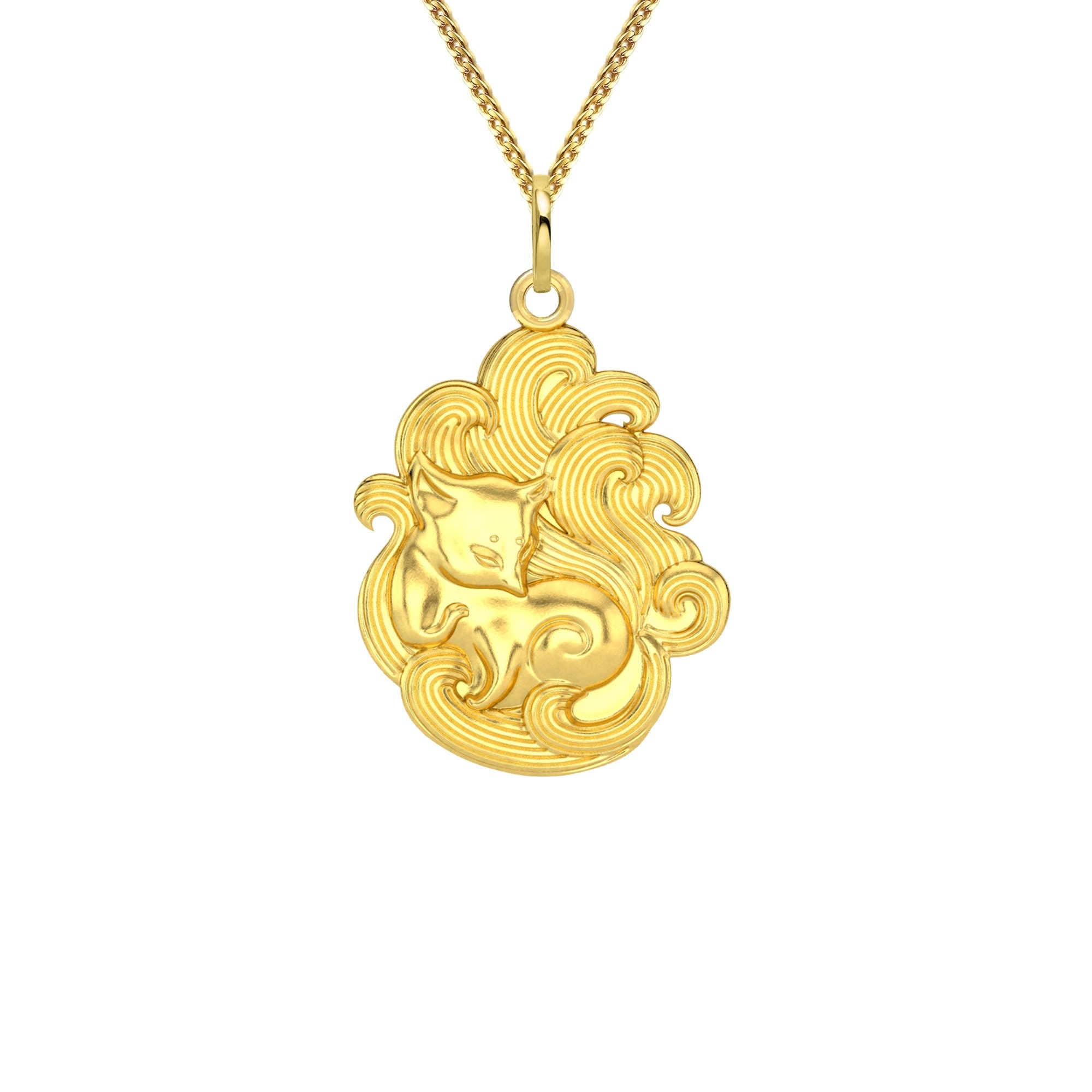 Gold Fox Necklace 14k Solid Gold Fox Pendant Fox Necklace - Etsy