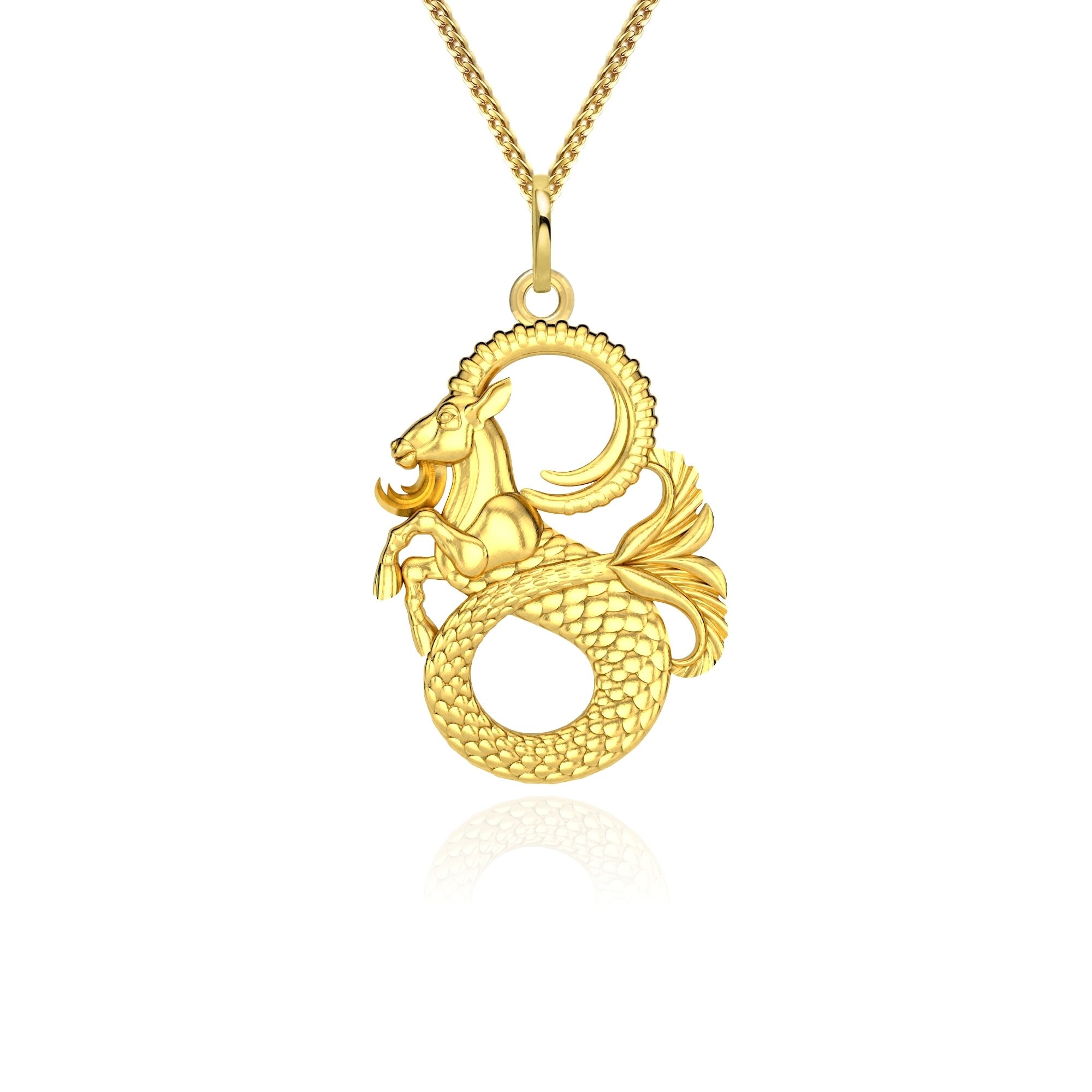 Gold Capricorn Pendant 14k Solid Capricorn Necklace - Etsy