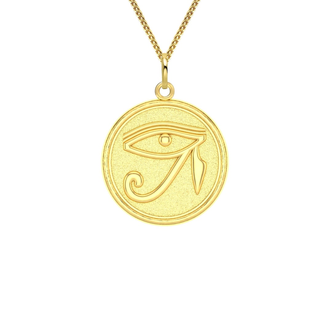 Gold Eye of Horus Pendant 14k Solid Gold Horus Pendant Eye - Etsy