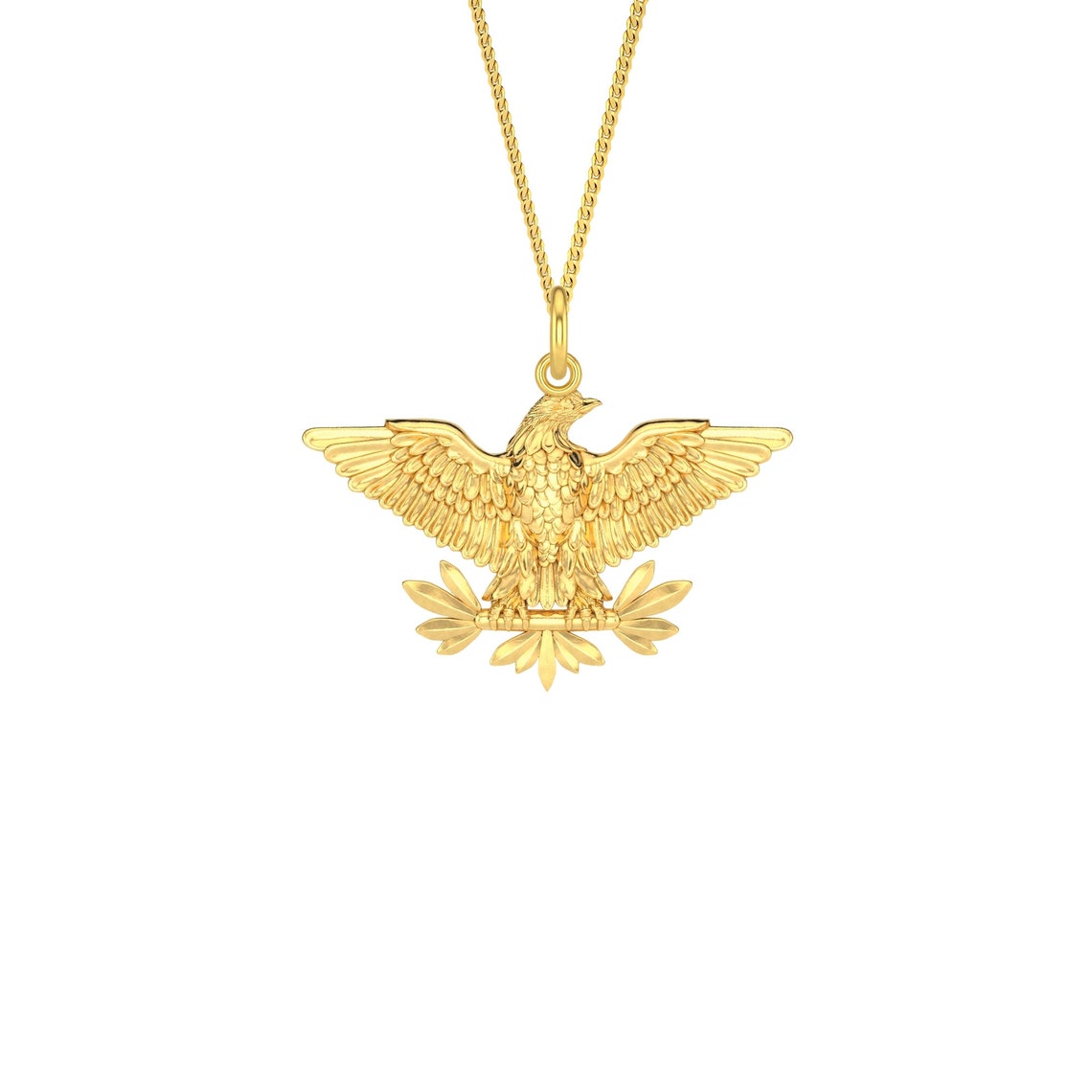 Gold Eagle Pendant 14k Solid Gold Eagle Necklace - Etsy