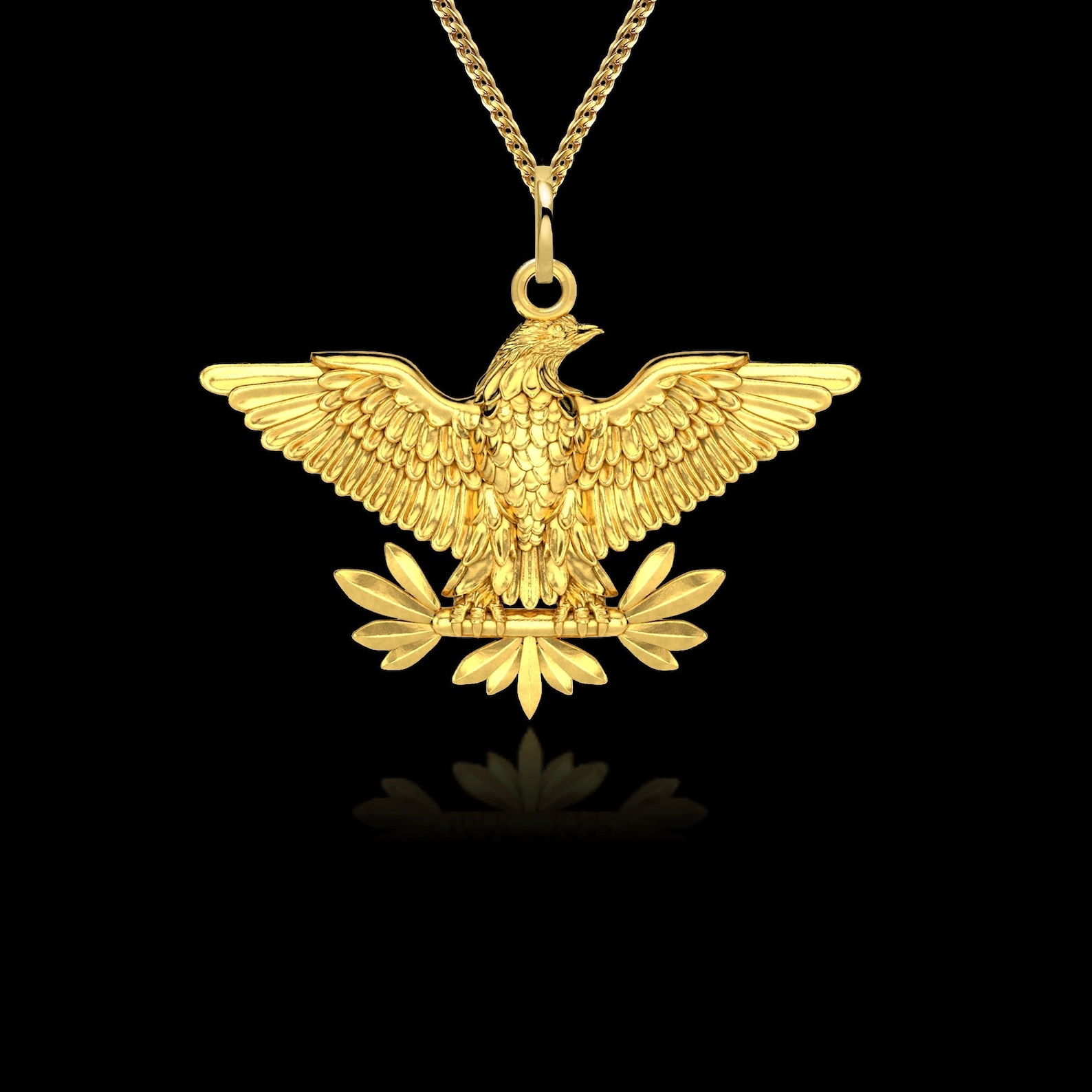 Gold Eagle Pendant 14k Solid Gold Eagle Necklace - Etsy