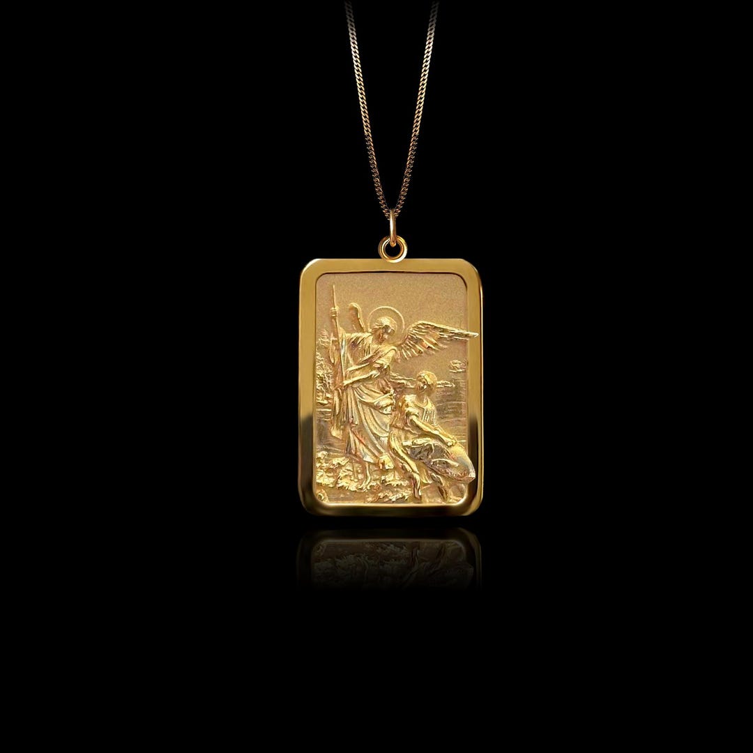 Gold St Raphael Pendant 2 - Made in USA - Etsy
