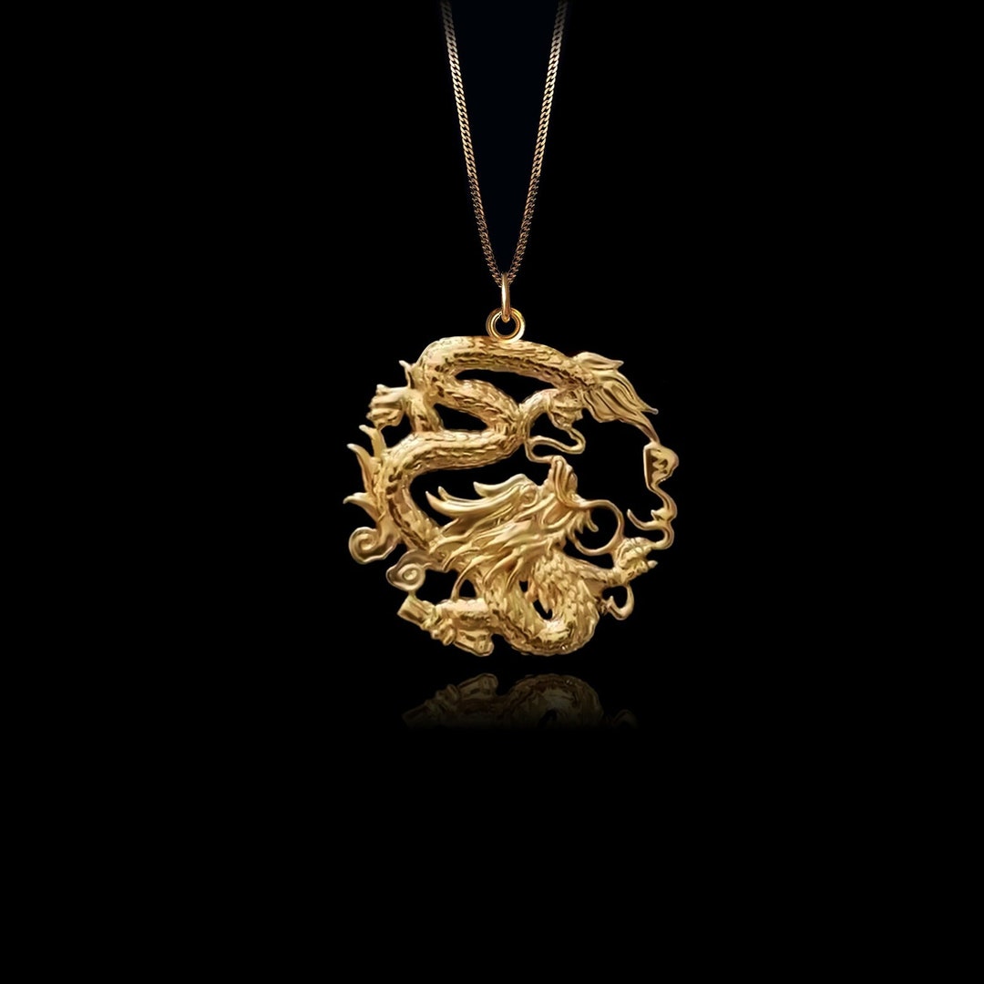 Gold Dragon Pendant 3 14k Solid Gold Dragon Necklace, Dragon Pendant ...