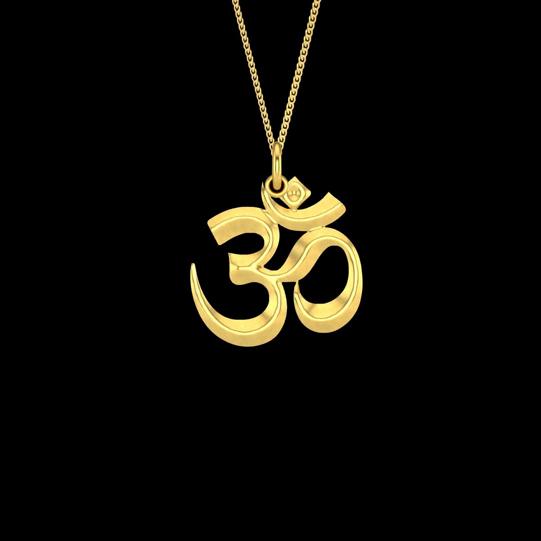 Gold Om Symbol Pendant 14k Solid Gold Ohm Mantra Necklace - Etsy